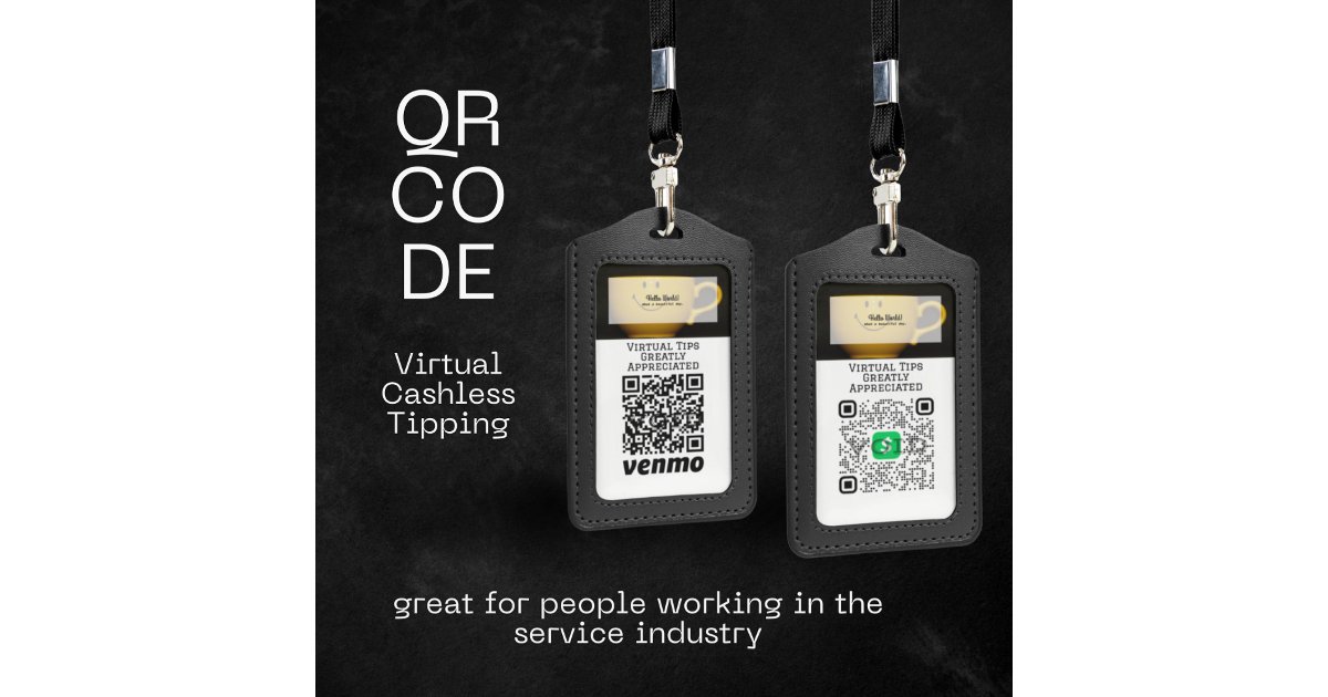 Virtual Cashless Tipping QR Code Company Badge | Zazzle