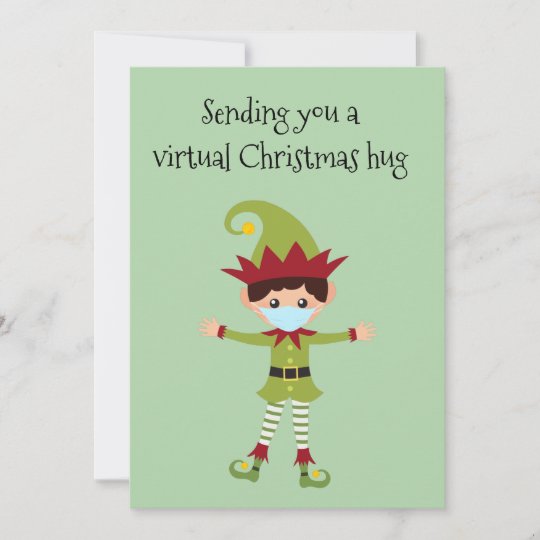 Virtual Christmas Hug Elf 2020 Holiday Card | Zazzle.com