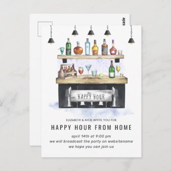 Virtual Cocktail Party Invitation Postcard | Zazzle