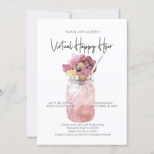 Virtual Cocktail Party Social Distance Happy Hour Invitation | Zazzle.com