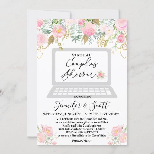 Virtual Couples Shower Floral Invitation | Zazzle