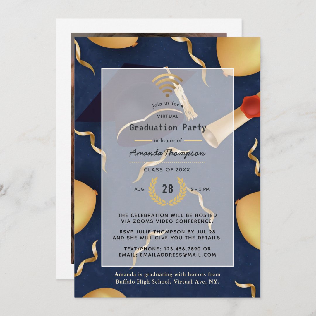 Virtual Graduation Party Photo Invitation | Zazzle
