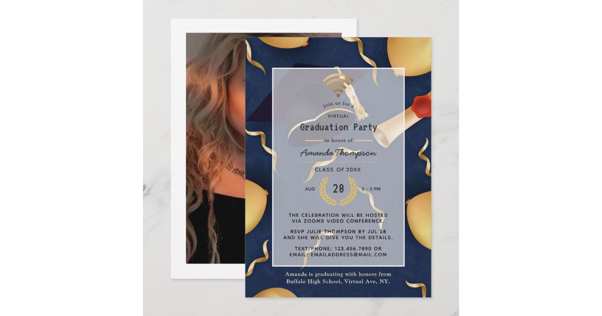 Virtual Graduation Party Photo Invitation | Zazzle