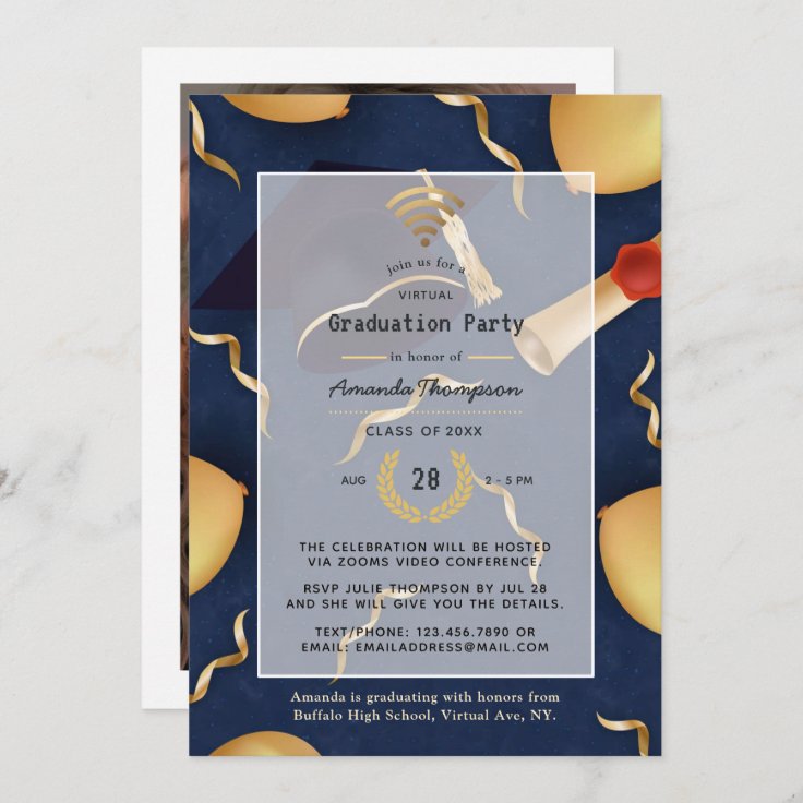Virtual Graduation Party Photo Invitation | Zazzle
