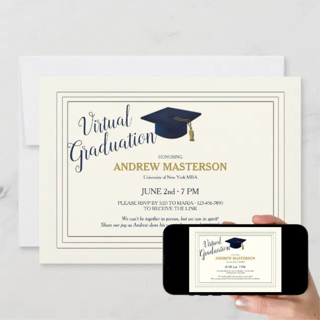 Virtual Graduation Sophisticated Graduate Invite | Zazzle