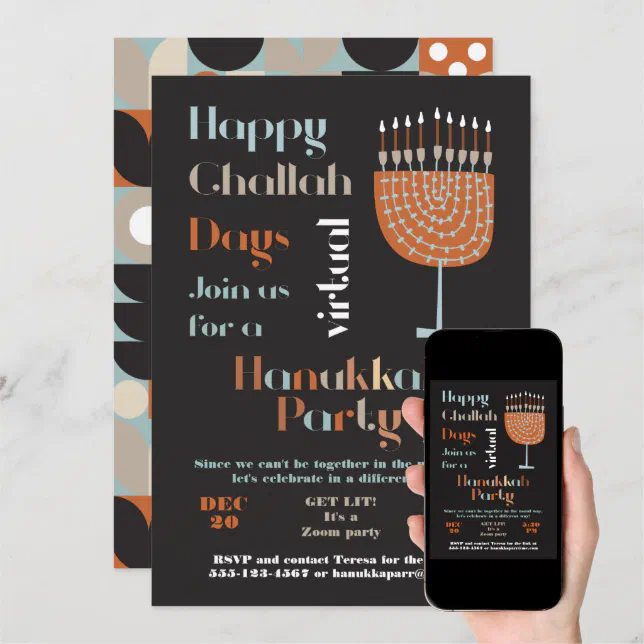Virtual Happy Challah Day Hanukkah Party Invitation | Zazzle