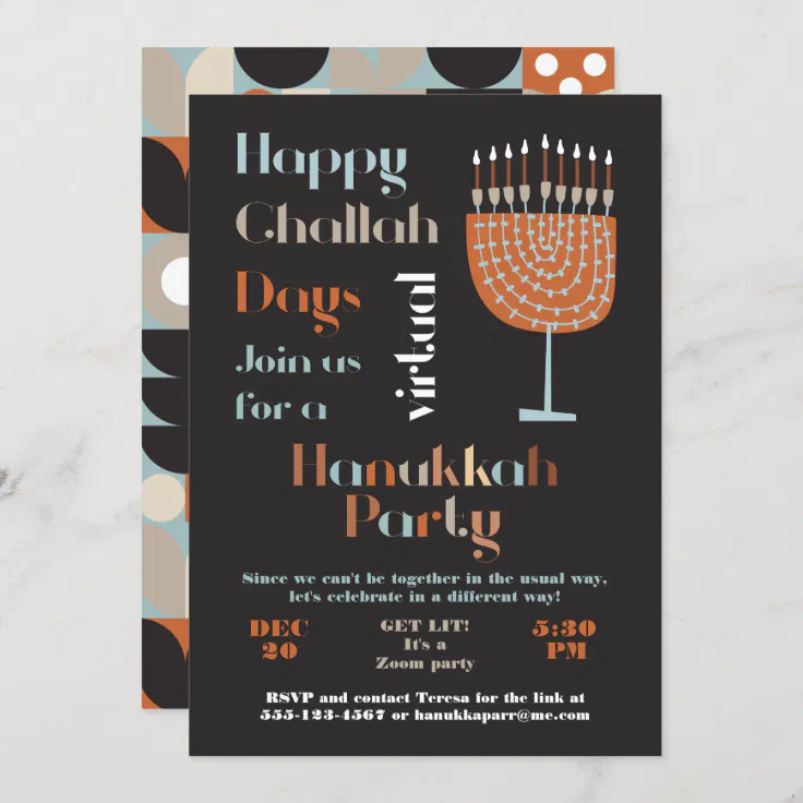 Virtual Happy Challah Day Hanukkah Party Invitation | Zazzle