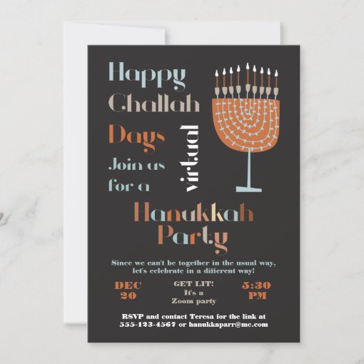 Virtual Happy Challah Day Hanukkah Party Invitation | Zazzle