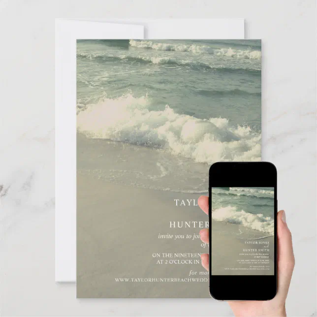 Virtual Live Stream Beach Wedding Invitation | Zazzle
