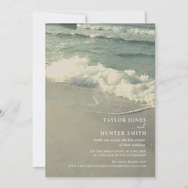 Virtual Live Stream Beach Wedding Invitation | Zazzle