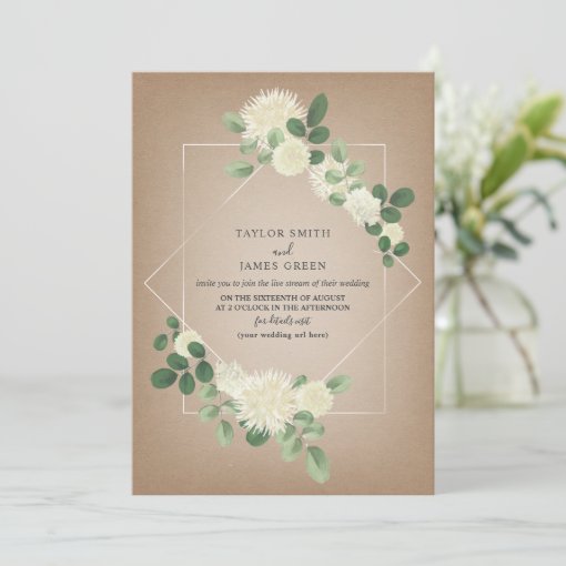 Virtual Live Stream Wedding Cardstock Botanical Invitation | Zazzle