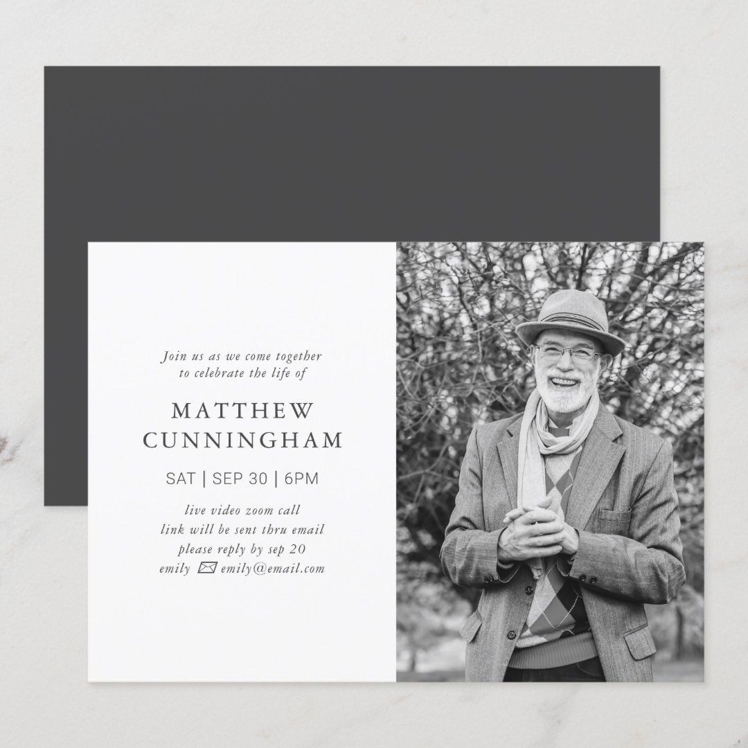 Virtual Memorial Celebration Of Life Modern Simple Invitation | Zazzle