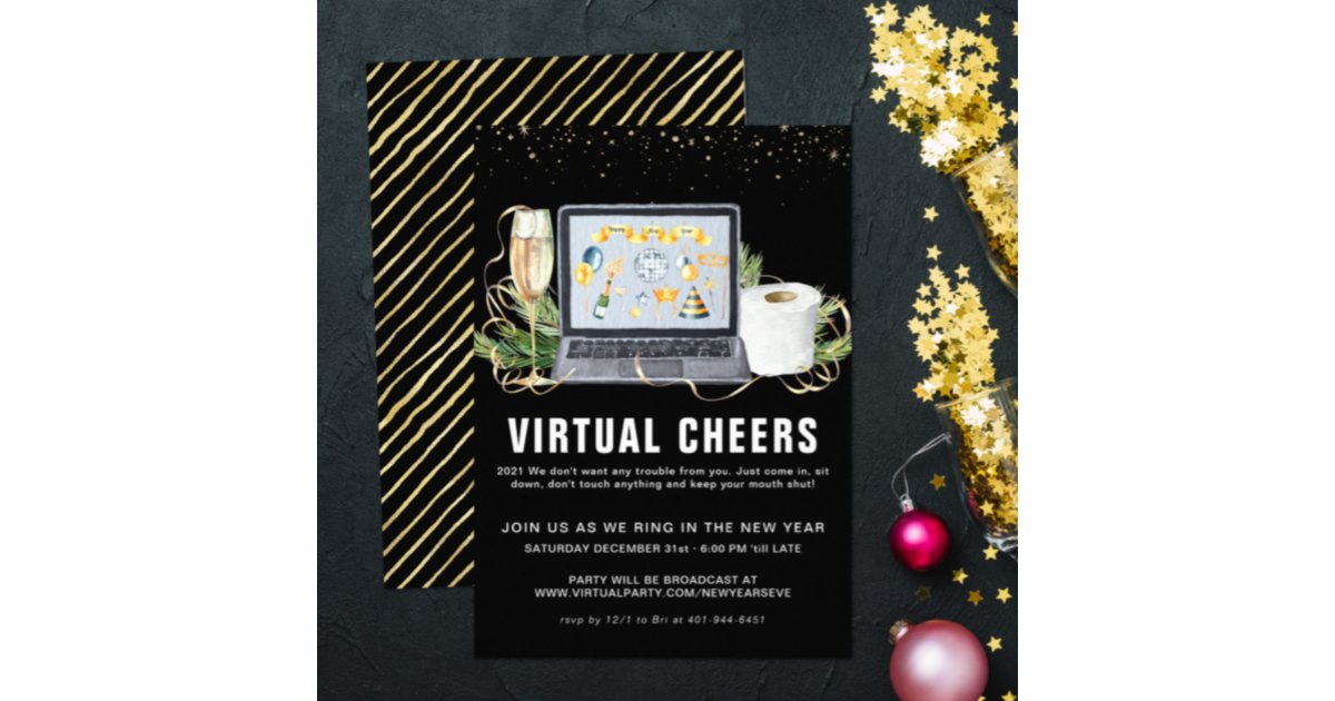 Virtual New Years Eve Party | Sparkling Champagne Invitation | Zazzle