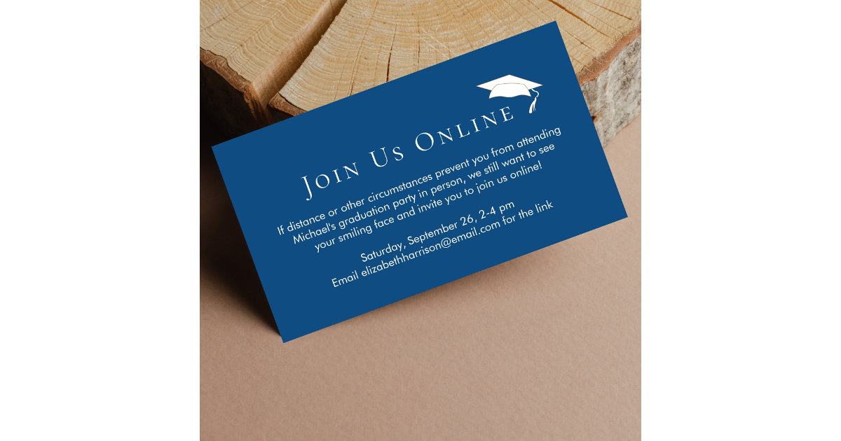 Virtual Online Graduation Party Blue Enclosure Card | Zazzle