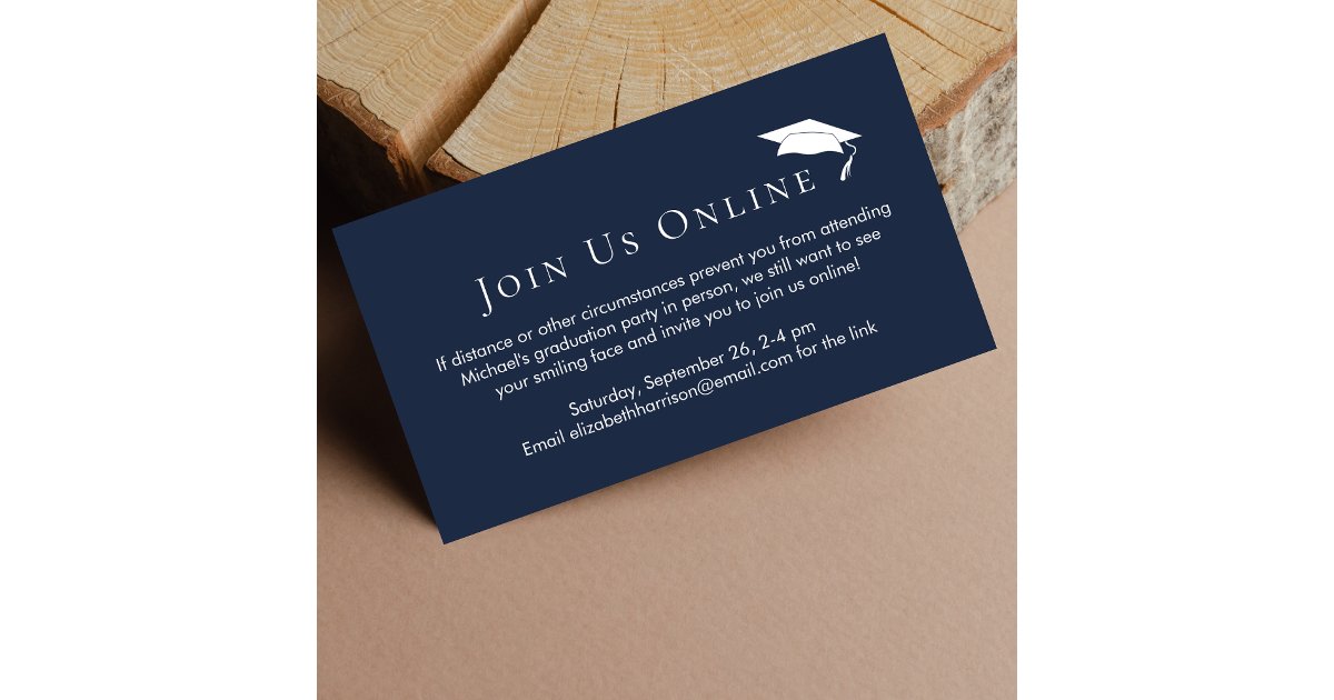 Virtual Online Graduation Party Blue Enclosure Card | Zazzle