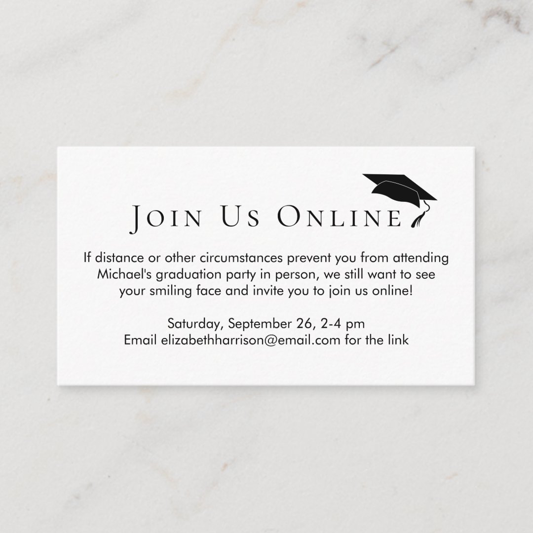 Virtual Online Graduation Party Enclosure Card | Zazzle