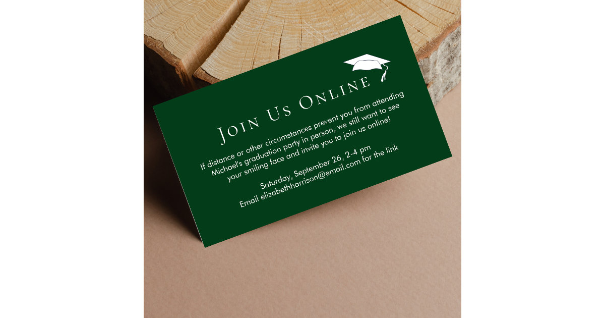 Virtual Online Graduation Party Green Enclosure Card | Zazzle