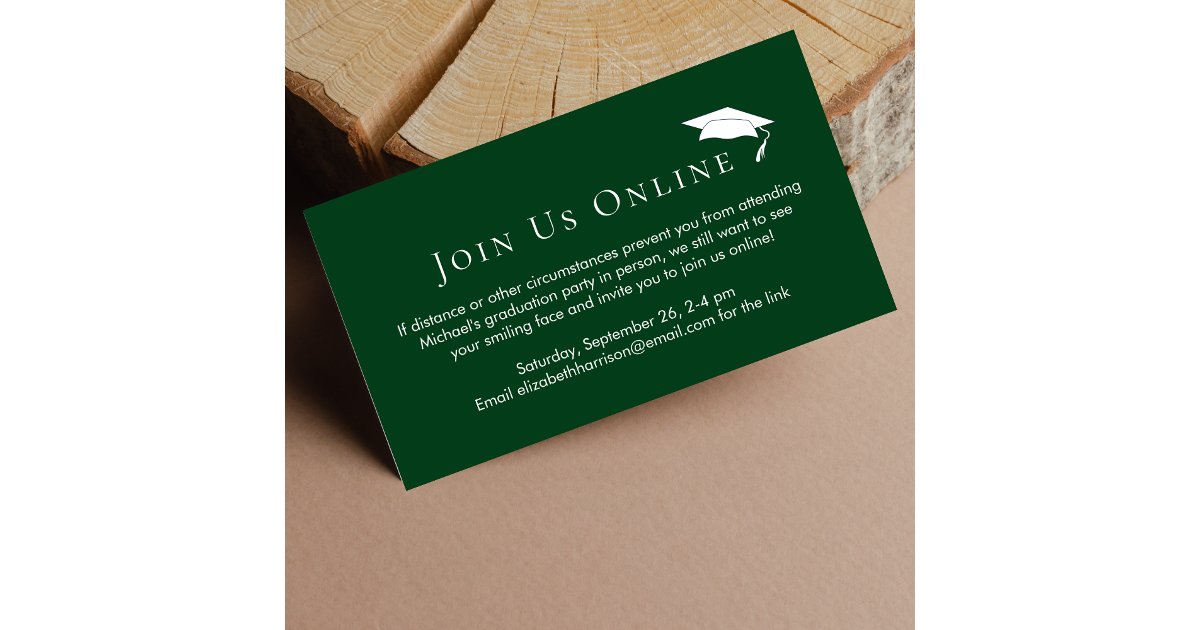 Virtual Online Graduation Party Green Enclosure Card | Zazzle