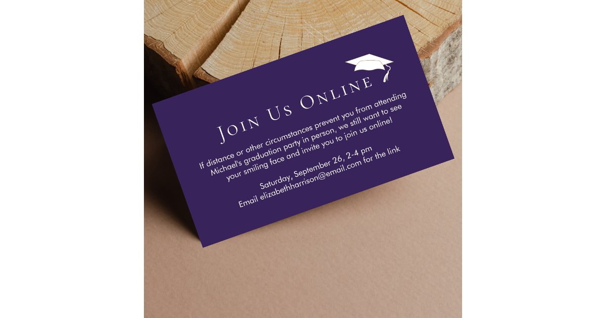 Virtual Online Graduation Party Purple Enclosure Card | Zazzle