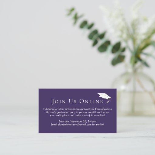 Virtual Online Graduation Party Purple Enclosure Card | Zazzle
