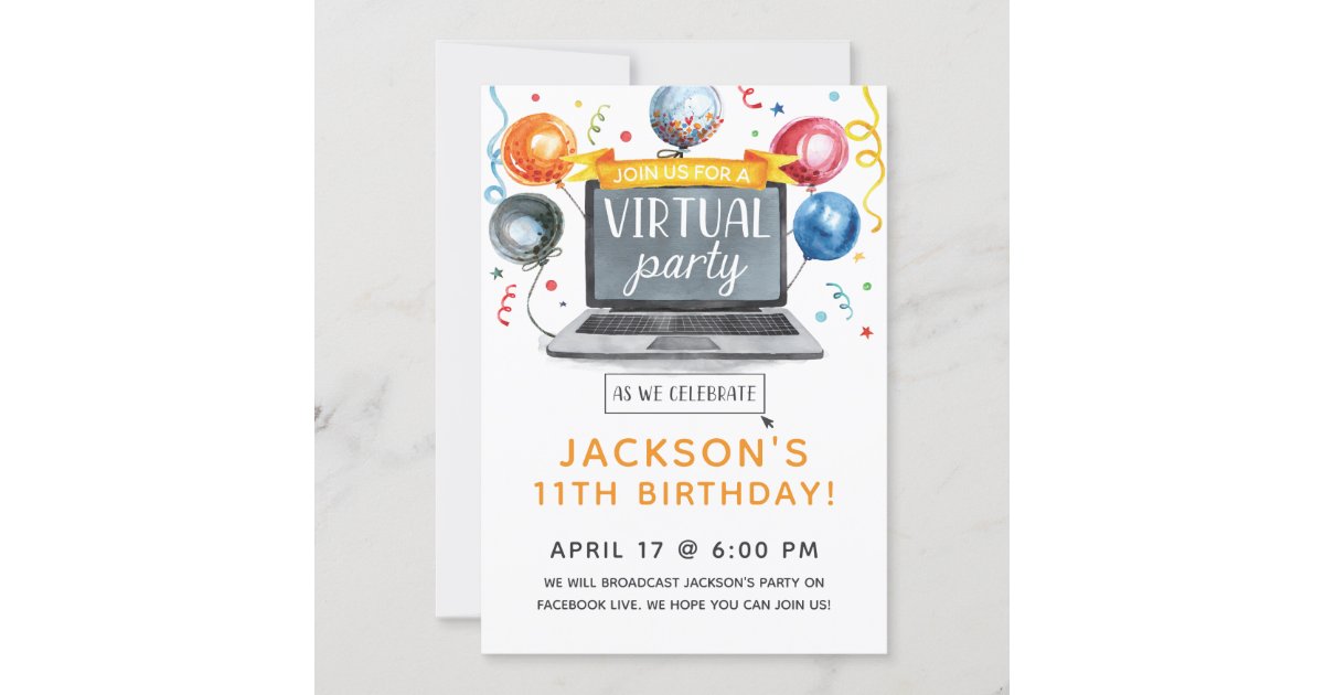 Virtual Party Invitation | Zazzle