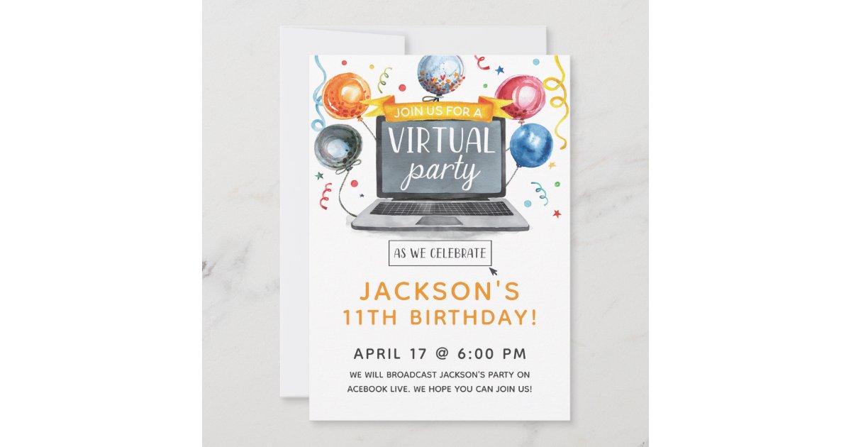 Virtual Party Invitation | Zazzle