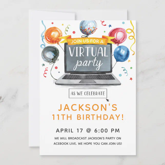 Virtual Party Invitation | Zazzle