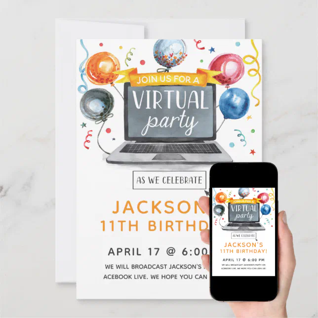 Virtual Party Invitation | Zazzle