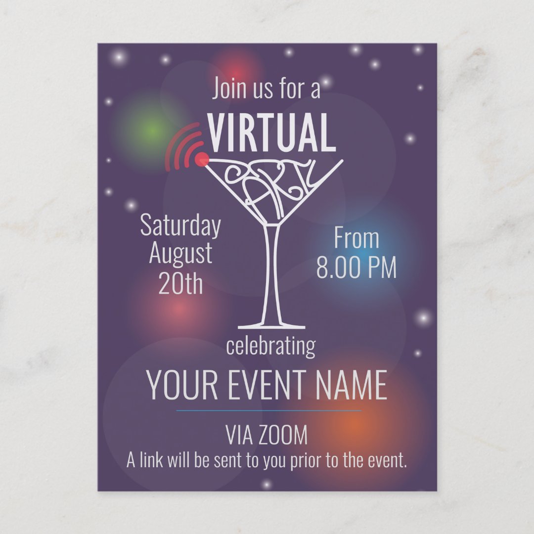 Virtual party invitation for celebrating online | Zazzle