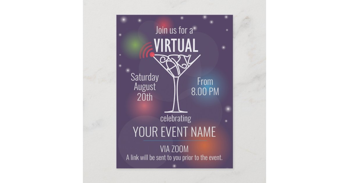 Virtual party invitation for celebrating online | Zazzle