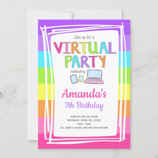 Virtual Party Invitation, Quarantine Birthday Invitation | Zazzle