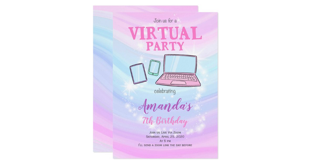 Virtual Party Invite, Quarantine Birthday Invite | Zazzle.com