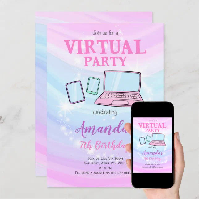 Virtual Party Invite, Quarantine Birthday Invite | Zazzle