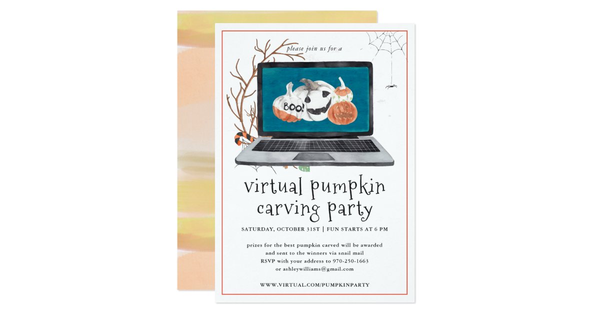 Virtual Pumpkin Carving | Halloween Party Invitation | Zazzle.com