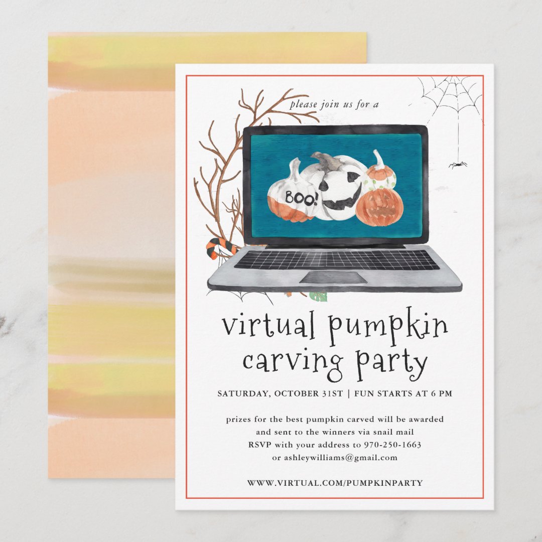 Virtual Pumpkin Carving | Halloween Party Invitation | Zazzle