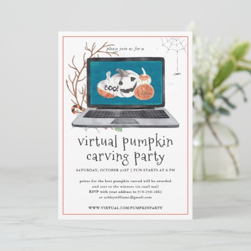 Virtual Pumpkin Carving | Halloween Party Invitation | Zazzle