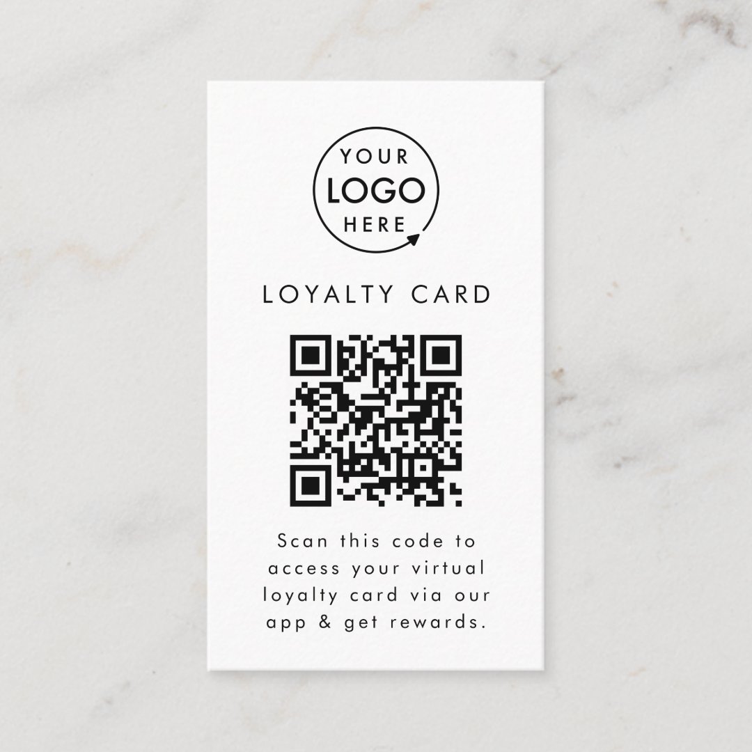 Virtual Reward App QR Code Business Logo Digital Loyalty Card | Zazzle