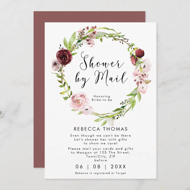 virtual shower by mail floral bridal shower invitation | Zazzle