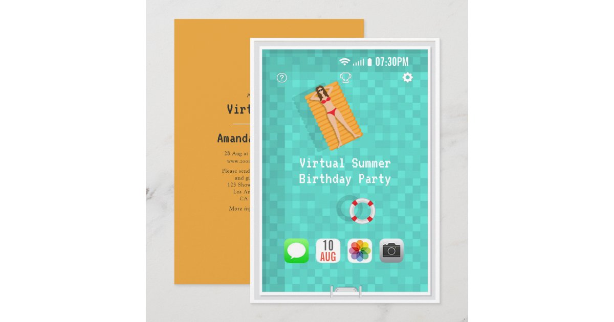 Virtual Summer Birthday Party Invitation | Zazzle