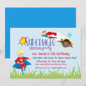 Virtual Superhero Kids Birthday Party Invitation | Zazzle