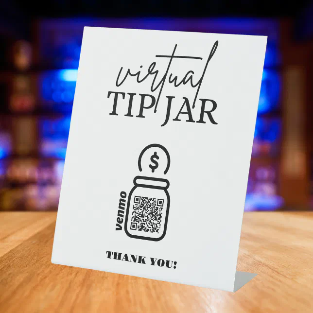 Virtual Tip Jar QR Code Tip Your Bartender Pedestal Sign | Zazzle