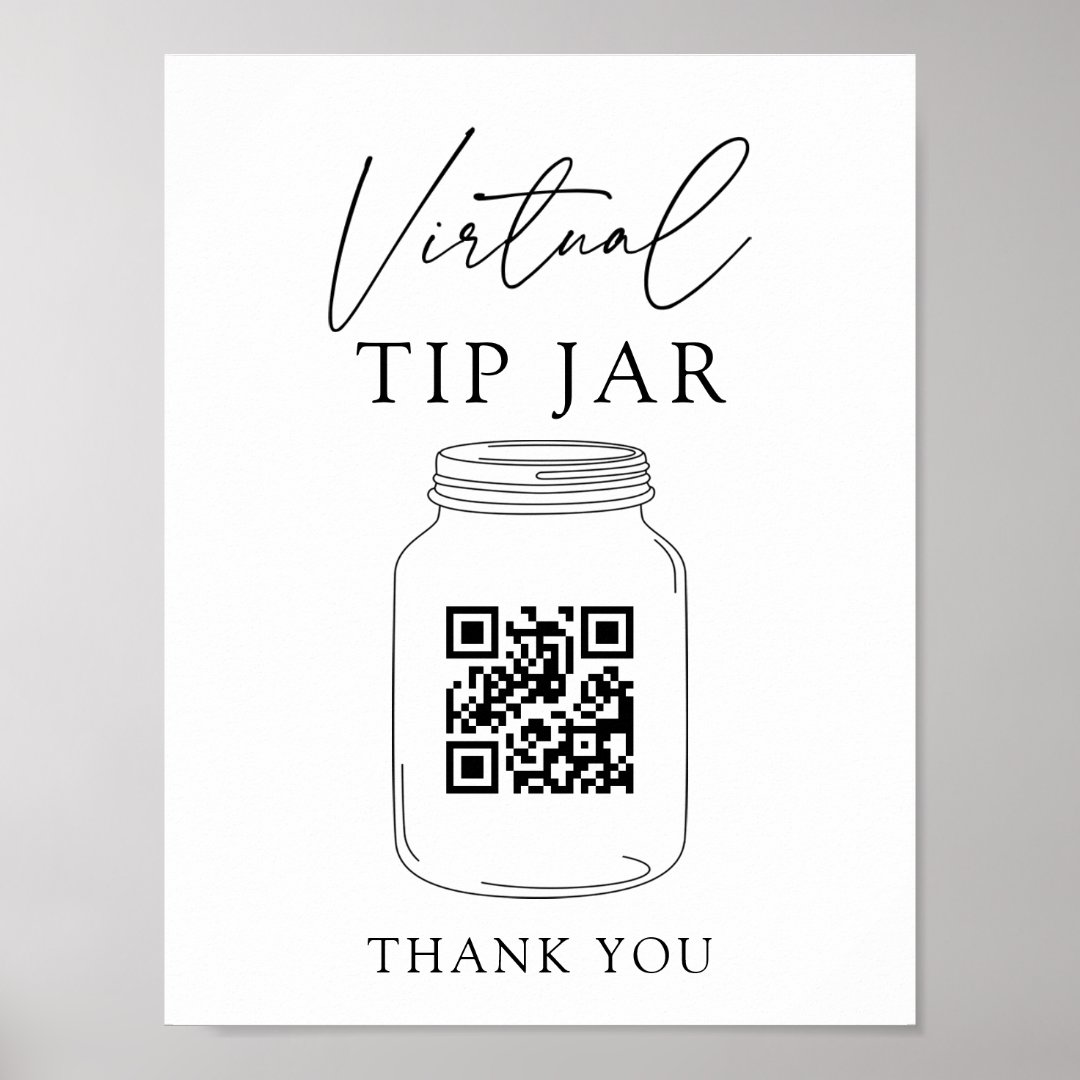 Virtual Tip Jar QR Code Tip Your Bartender Sign | Zazzle