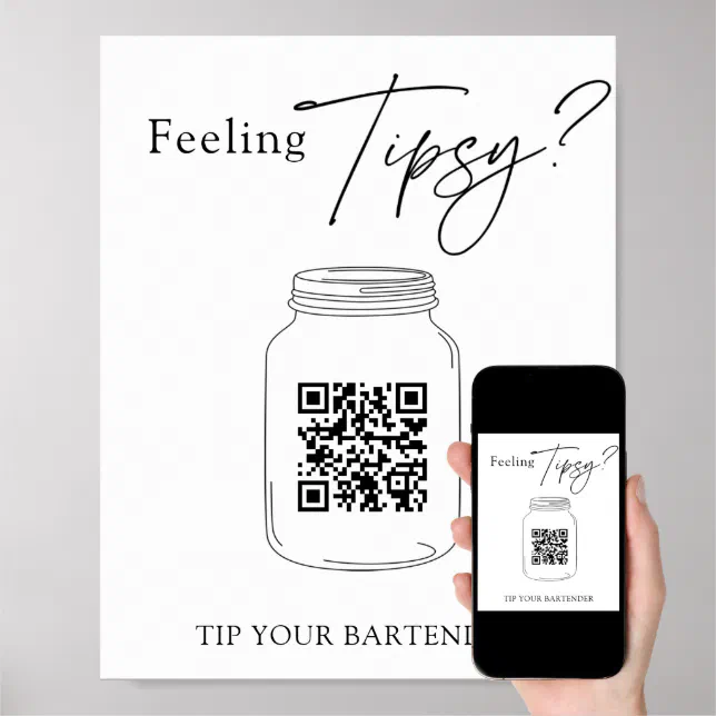 Virtual Tip Jar QR Code Tip Your Bartender Sign | Zazzle