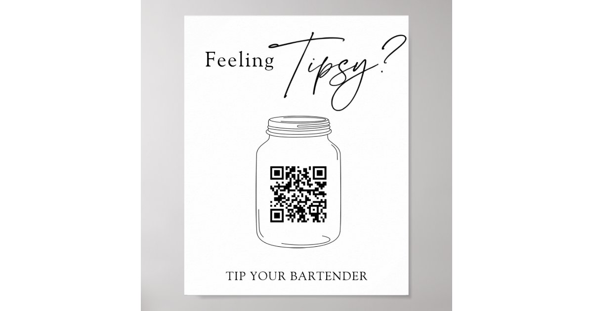 Virtual Tip Jar QR Code Tip Your Bartender Sign | Zazzle