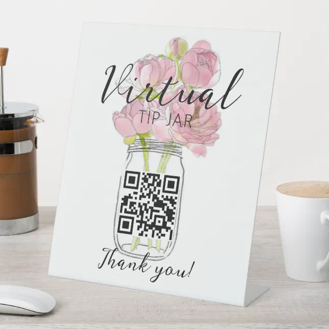 Virtual Tip Jar Scan QR Code Payment Pedestal Sign | Zazzle