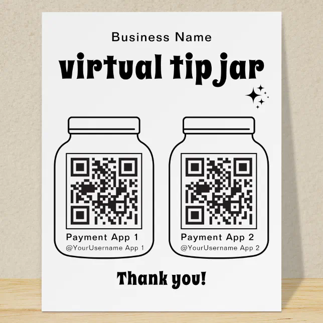 Virtual Tip Jar with 2 QR Code Foam Board | Zazzle