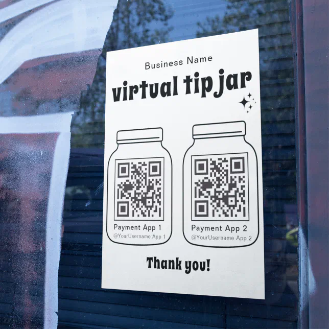 Virtual Tip Jar with 2 QR Code Poster | Zazzle