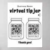 Virtual Tip Jar with 2 QR Code Poster | Zazzle