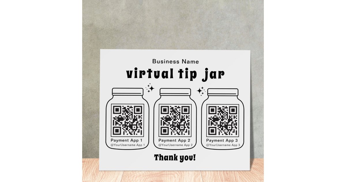 Virtual Tip Jar with 3 QR Code Foam Board | Zazzle