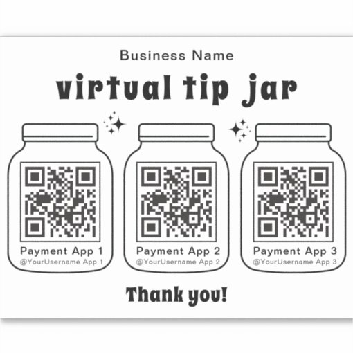 Virtual Tip Jar with 3 QR Code Sticker | Zazzle